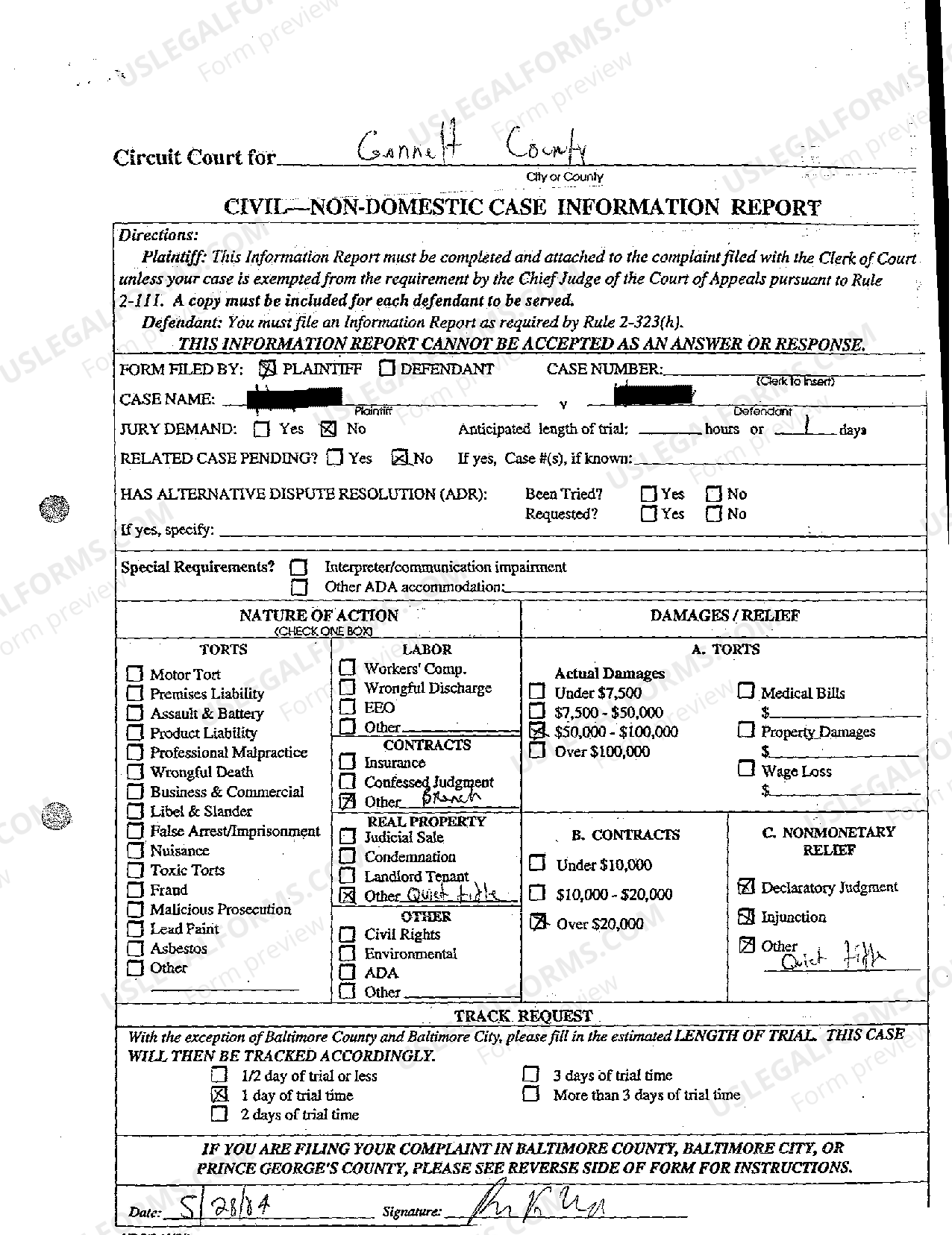 Maryland Complaint for Trespass to Property and to Quiet Title - How To ...