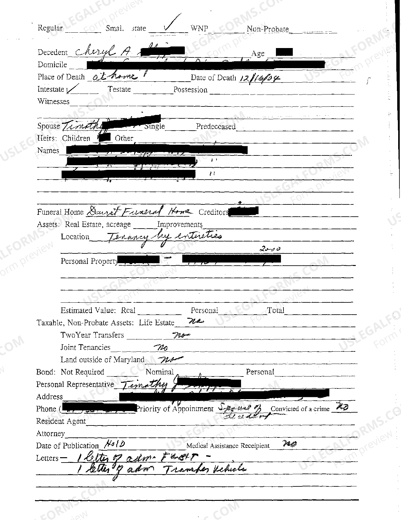 Maryland Small Estate Petition for Administration | US Legal Forms