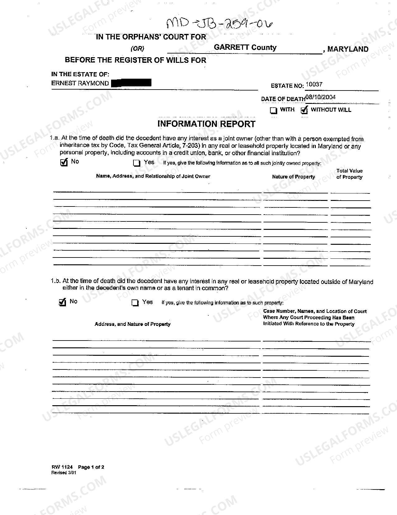Maryland Information Report | US Legal Forms