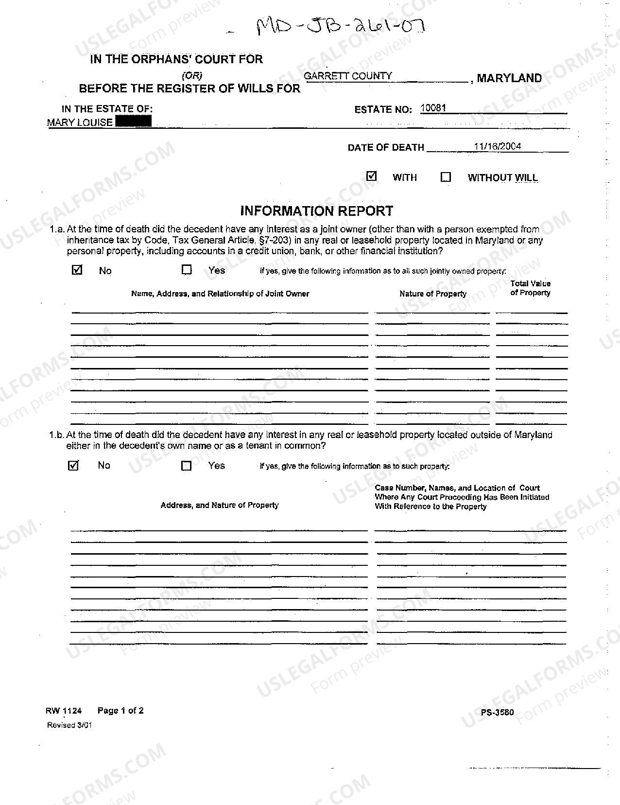 Maryland Information Report | US Legal Forms