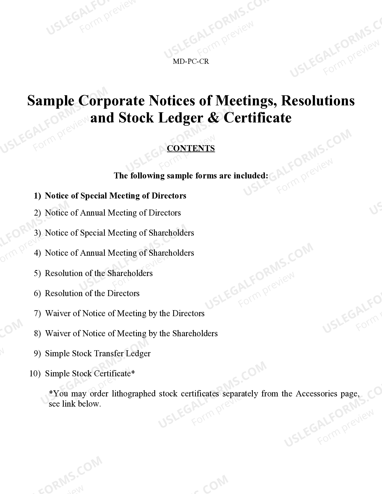Sample Corporate Records for a Maryland Professional Corporation ...