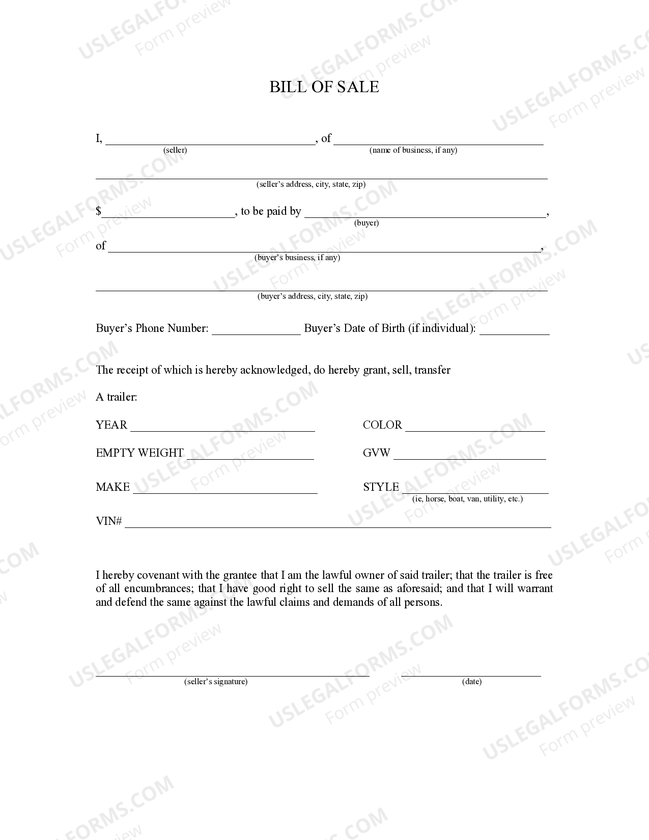 Maine Bill of Sale | US Legal Forms