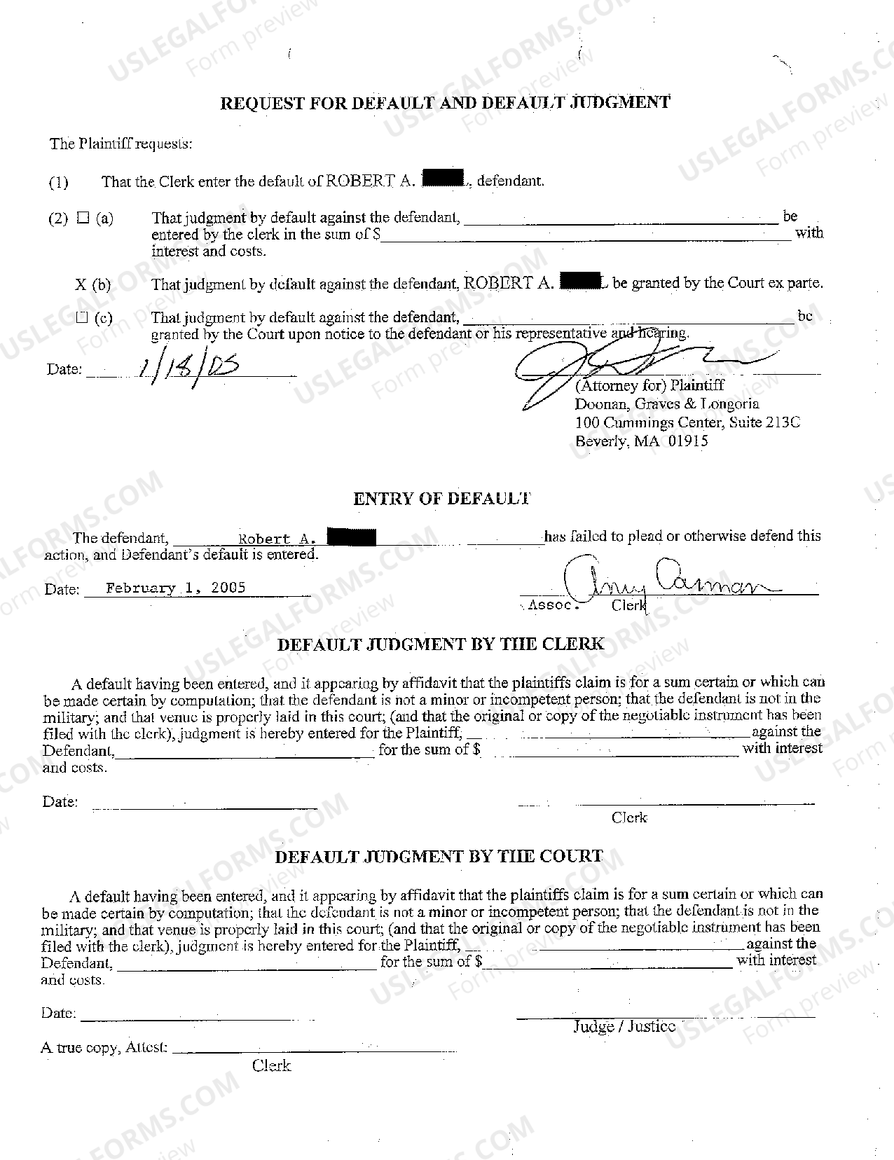 Maine Affidavit and Request For Default and Default Judgment | US Legal Forms