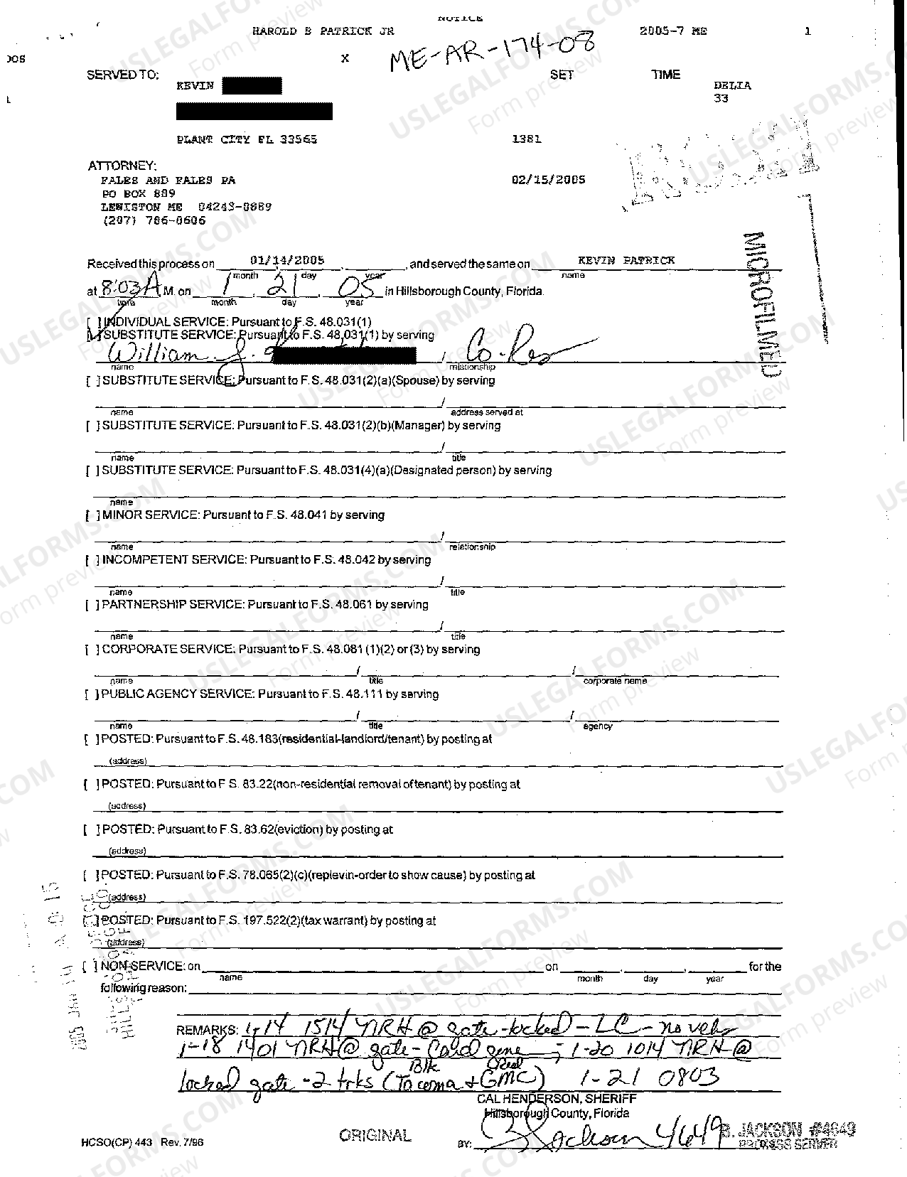 Maine Certificate of Substitute Service | US Legal Forms