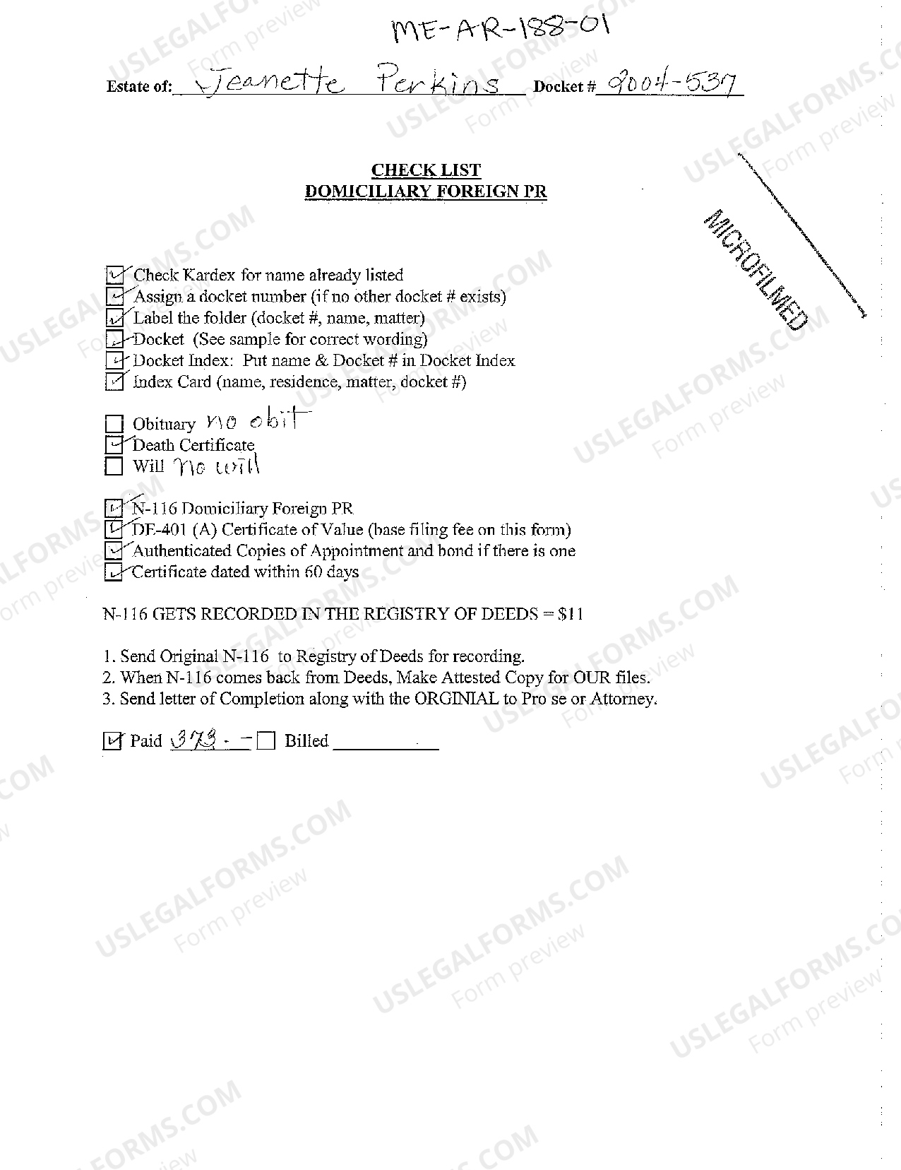 Maine Checklist for Domiciliary Foreign Personal Representative | US ...