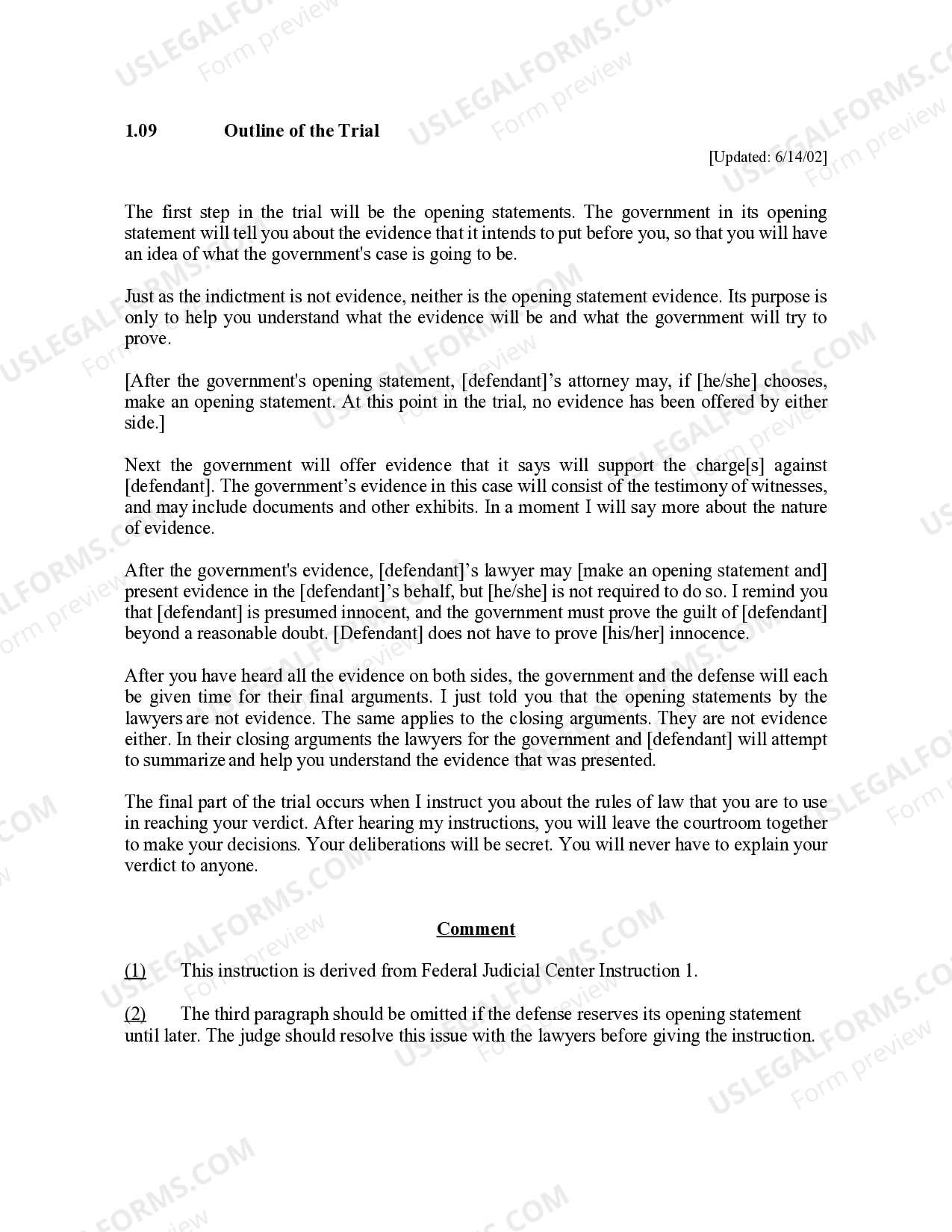 Maine Outline of the Trial | US Legal Forms