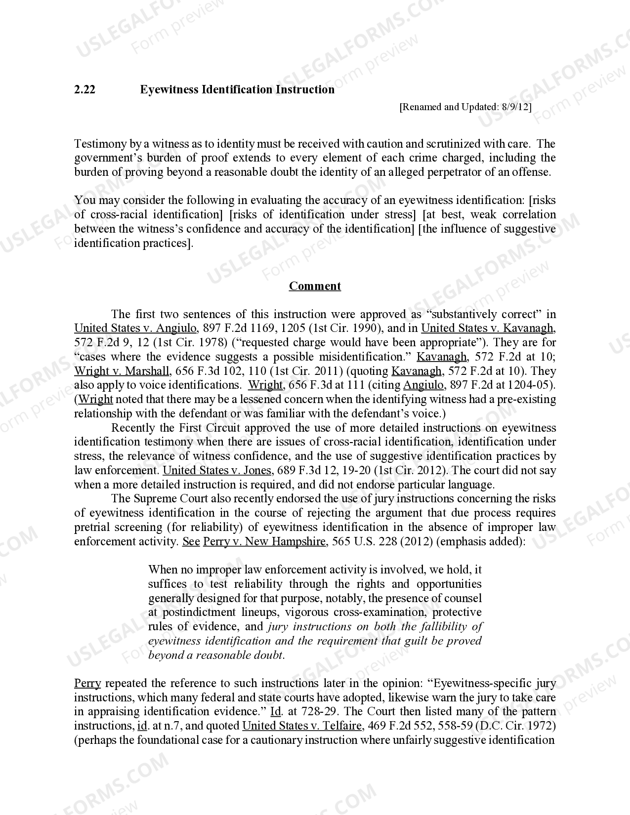 Maine Eyewitness Identification Instruction | US Legal Forms