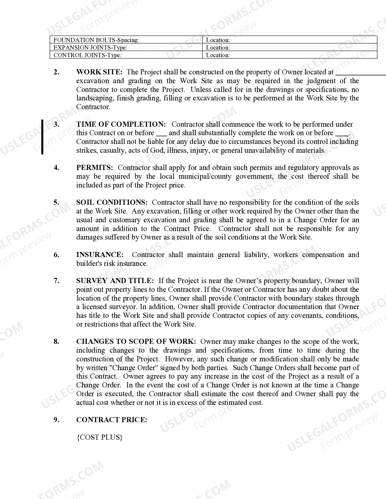 Michigan Concrete Mason Contract for Contractor - Michigan Commercial ...