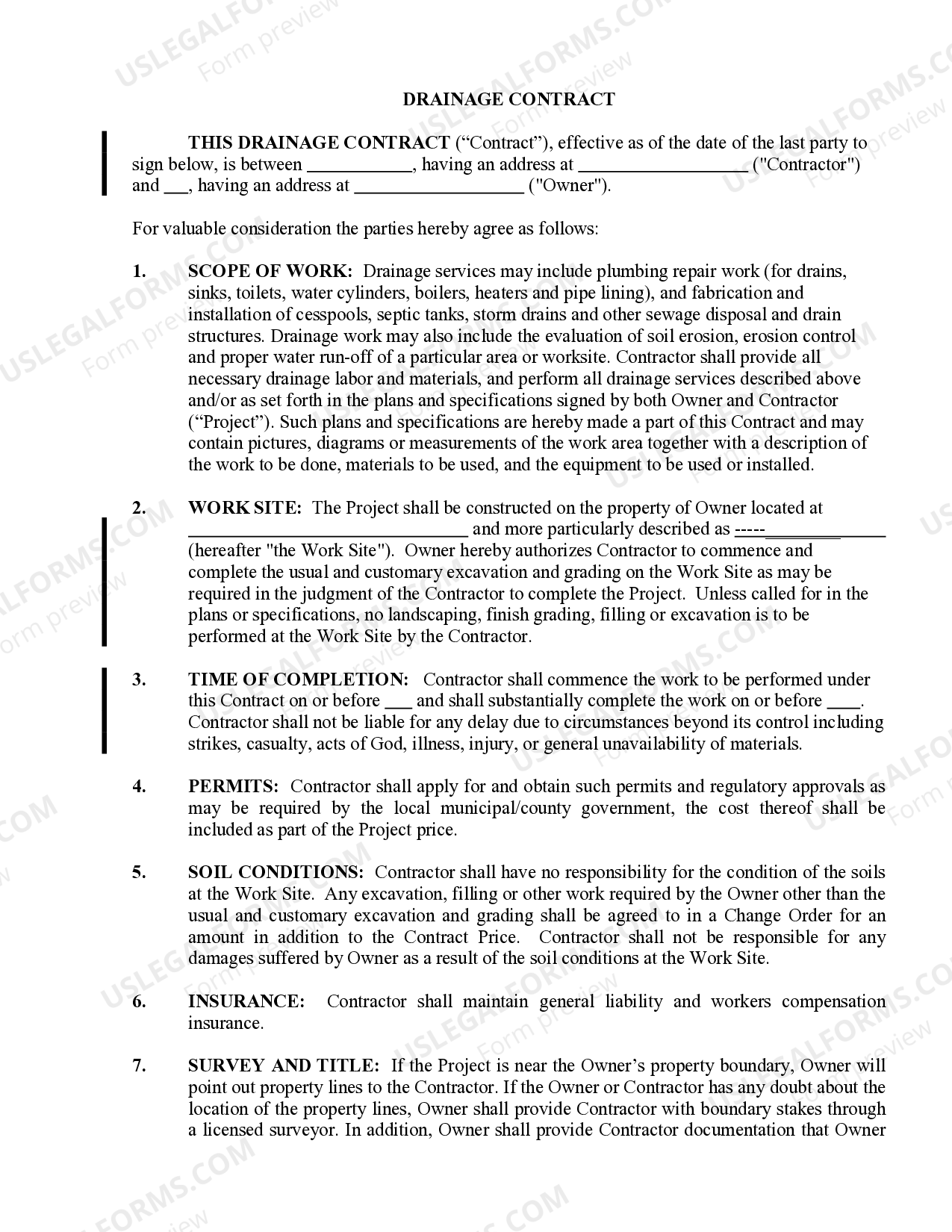 Michigan Drainage Contract for Contractor | US Legal Forms