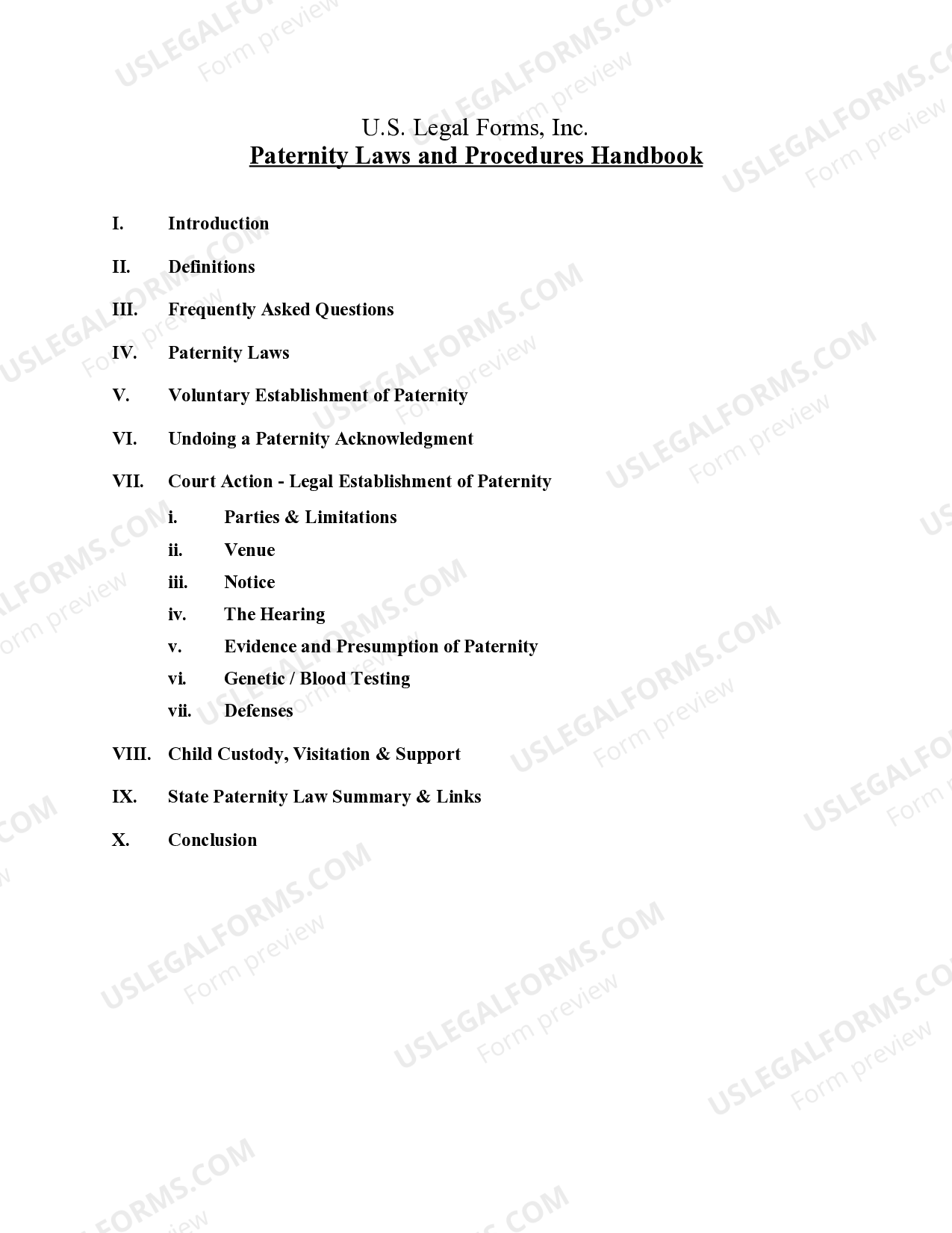 Michigan Paternity Law and Procedure Handbook | US Legal Forms