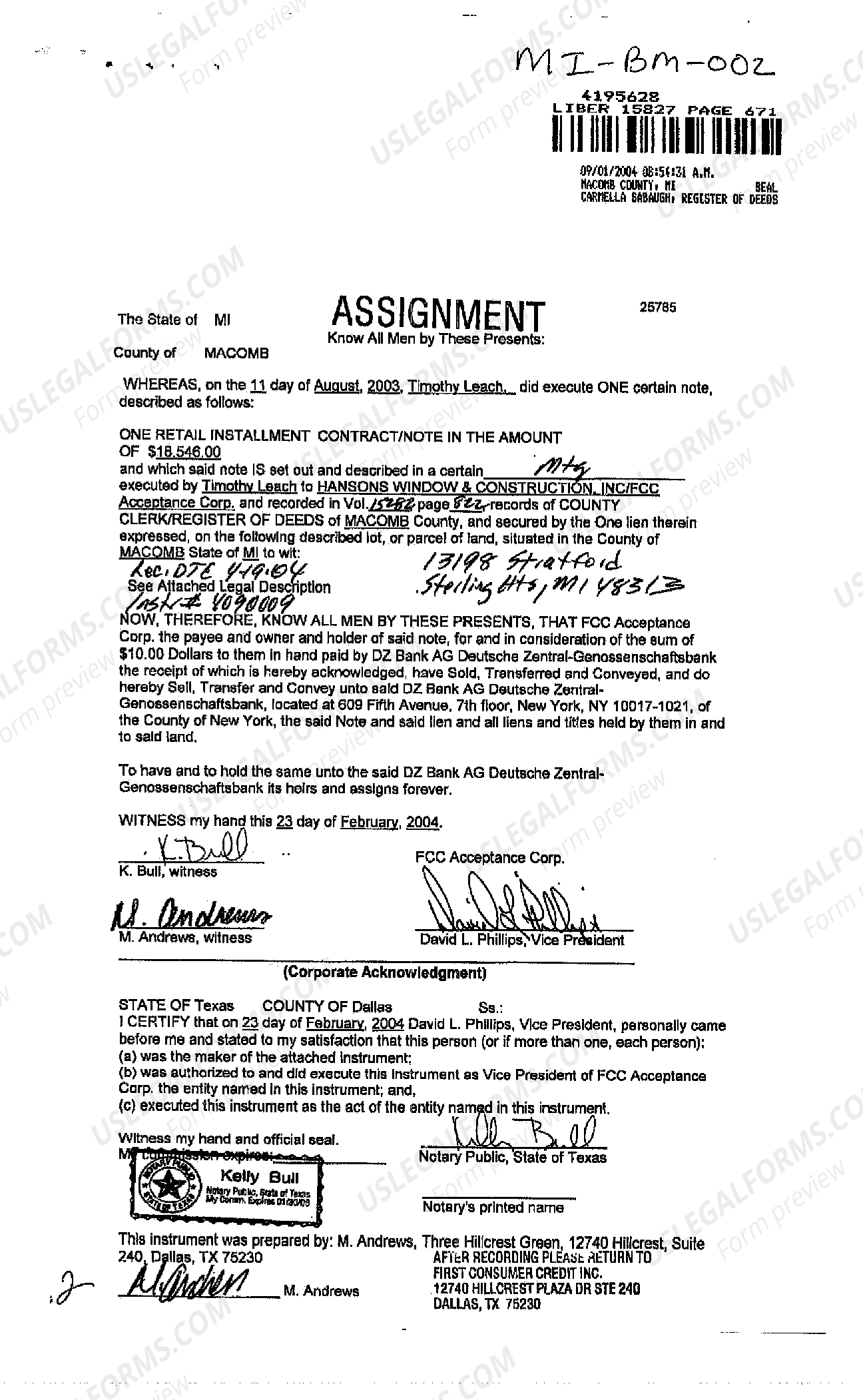 Michigan Retail Installment Sales Contract Blank Form | US Legal Forms