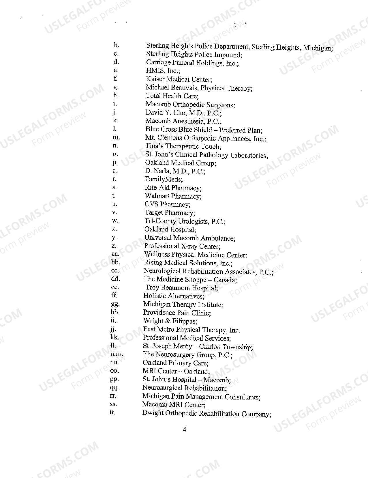 Michigan Defendant's First Amended Witness List | US Legal Forms