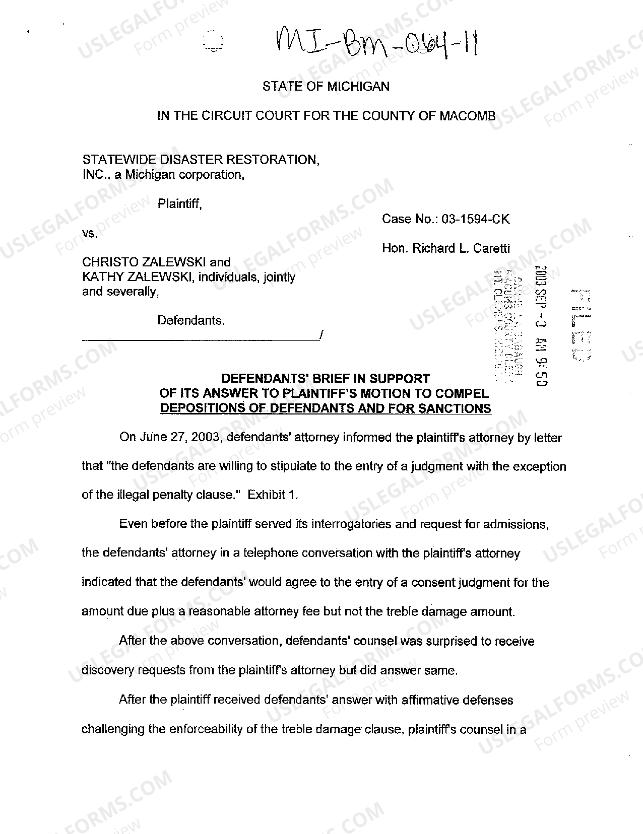 Michigan Defendants Brief In Support of Its Answer to Motion to Compel ...