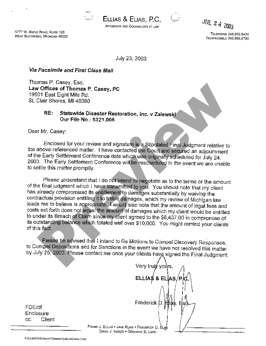 Sterling Heights Michigan Certificate Of Service Certificate Of