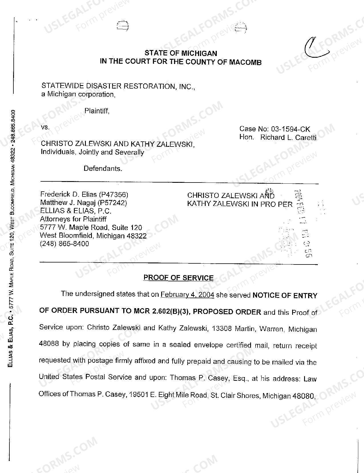 Michigan Proof of Service | US Legal Forms