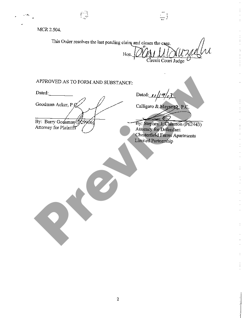 Sterling Heights Michigan Stipulated Order Of Voluntary Dismissal Of sterling-heights-michigan-stipulated-order-of-voluntary-dismissal-of