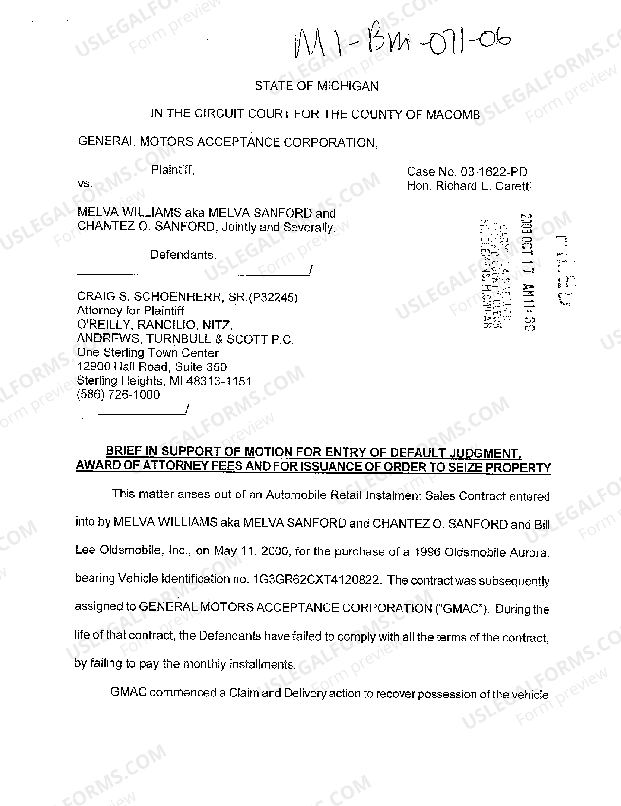 Michigan Brief In Support of Motion for Entry of Default Judgment Award ...
