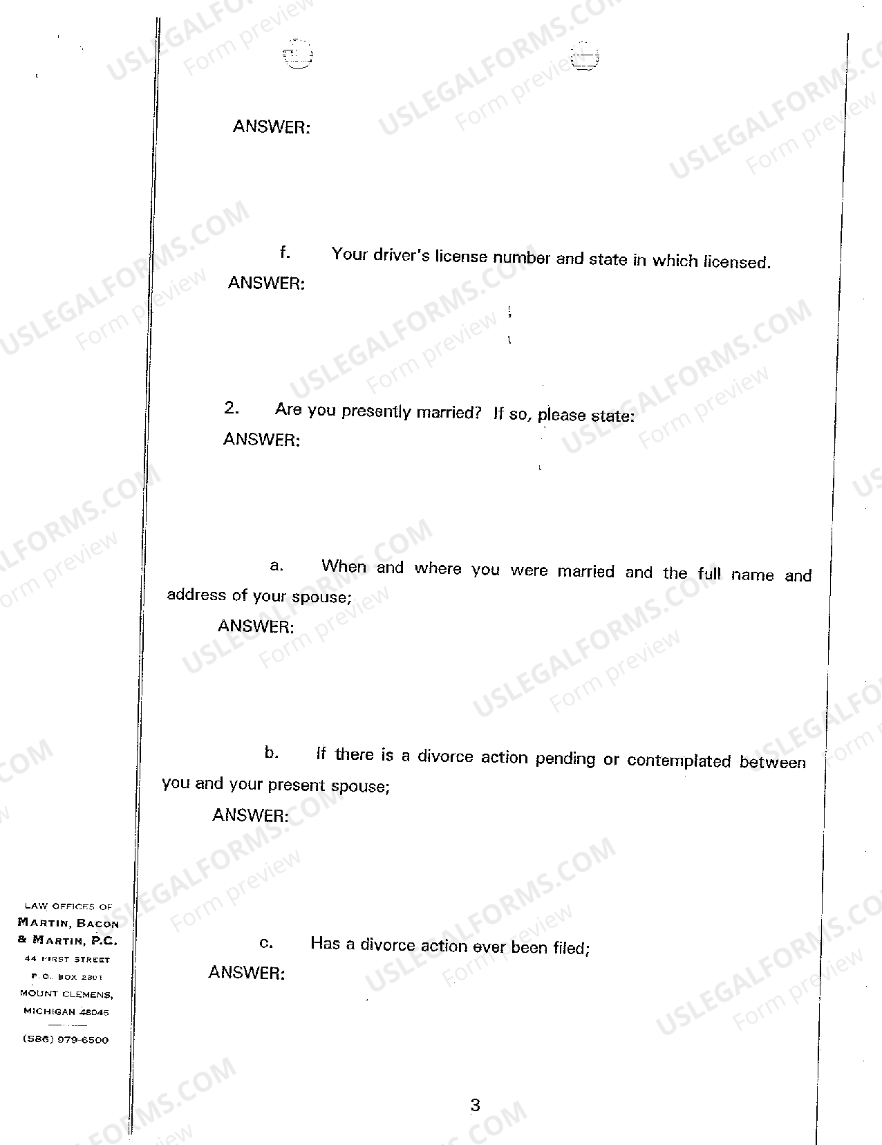 Michigan Defendant's Interrogatories to Plaintiff - Sample ...