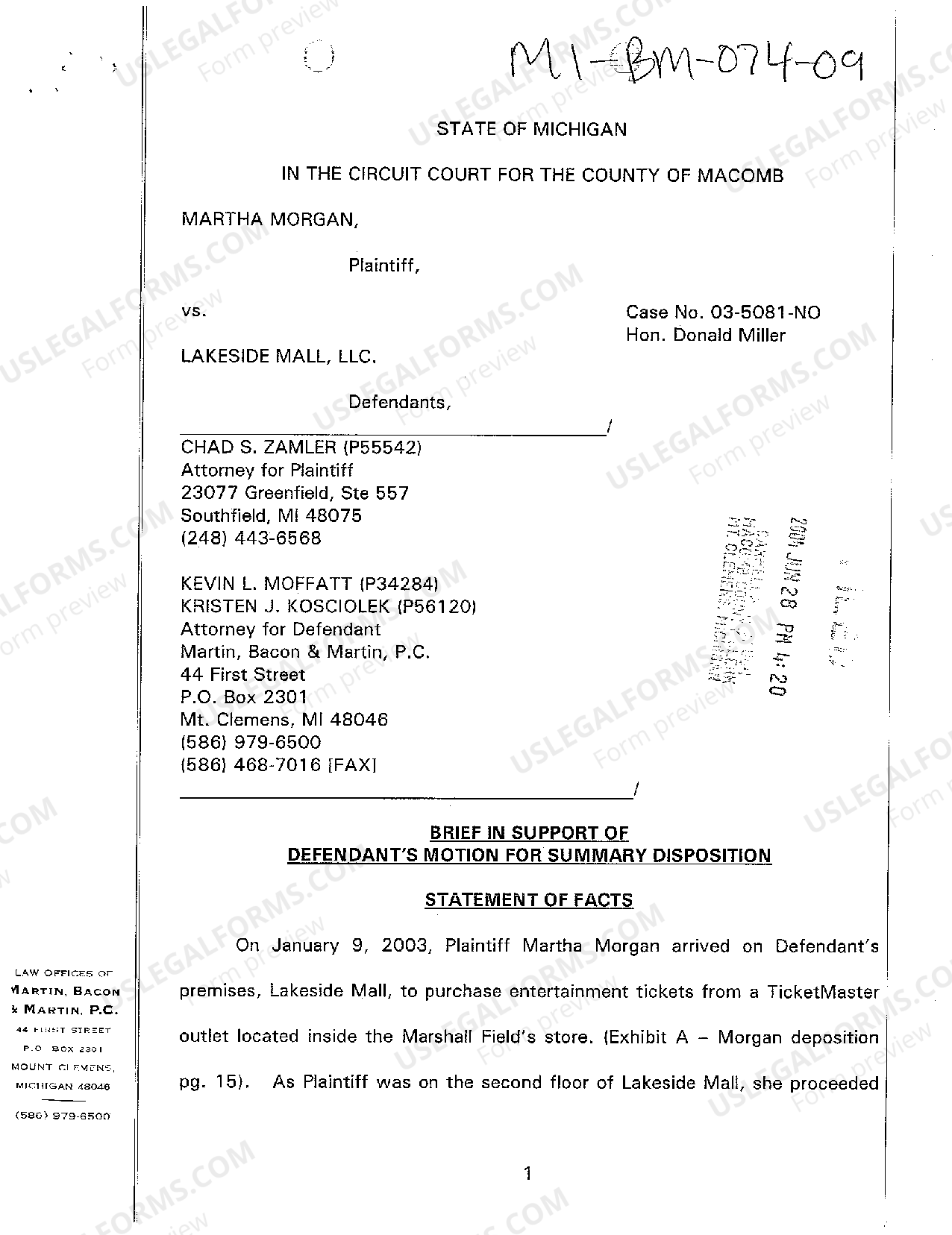 Michigan Brief In Support of Defendant's Motion for Summary Disposition ...