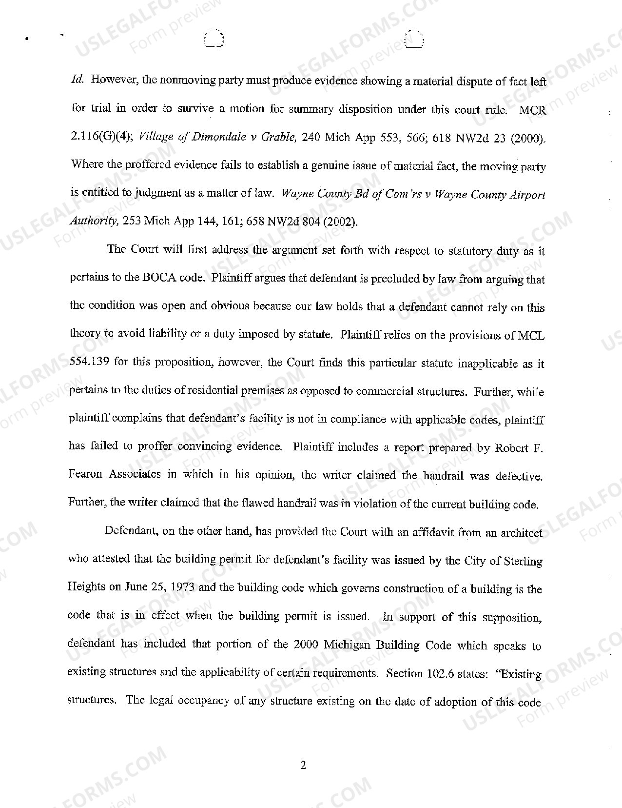 Michigan Opinion And Order Granting Motion for Summary Disposition | US ...