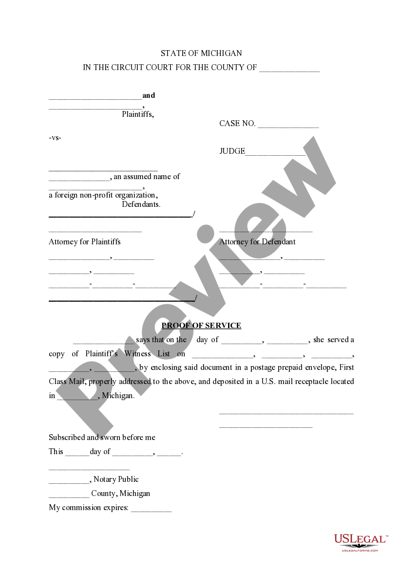 Michigan Proof Of Service Proof Of Service Michigan US Legal Forms