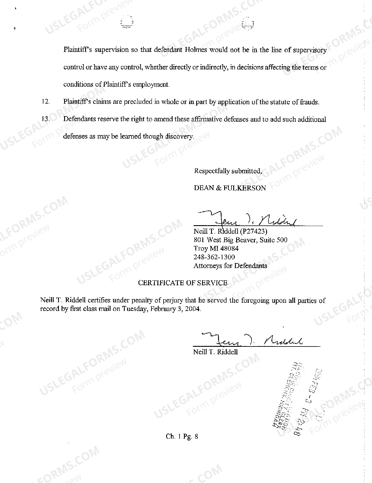 Michigan Certificate of Service - Certificate Of Service Form | US ...