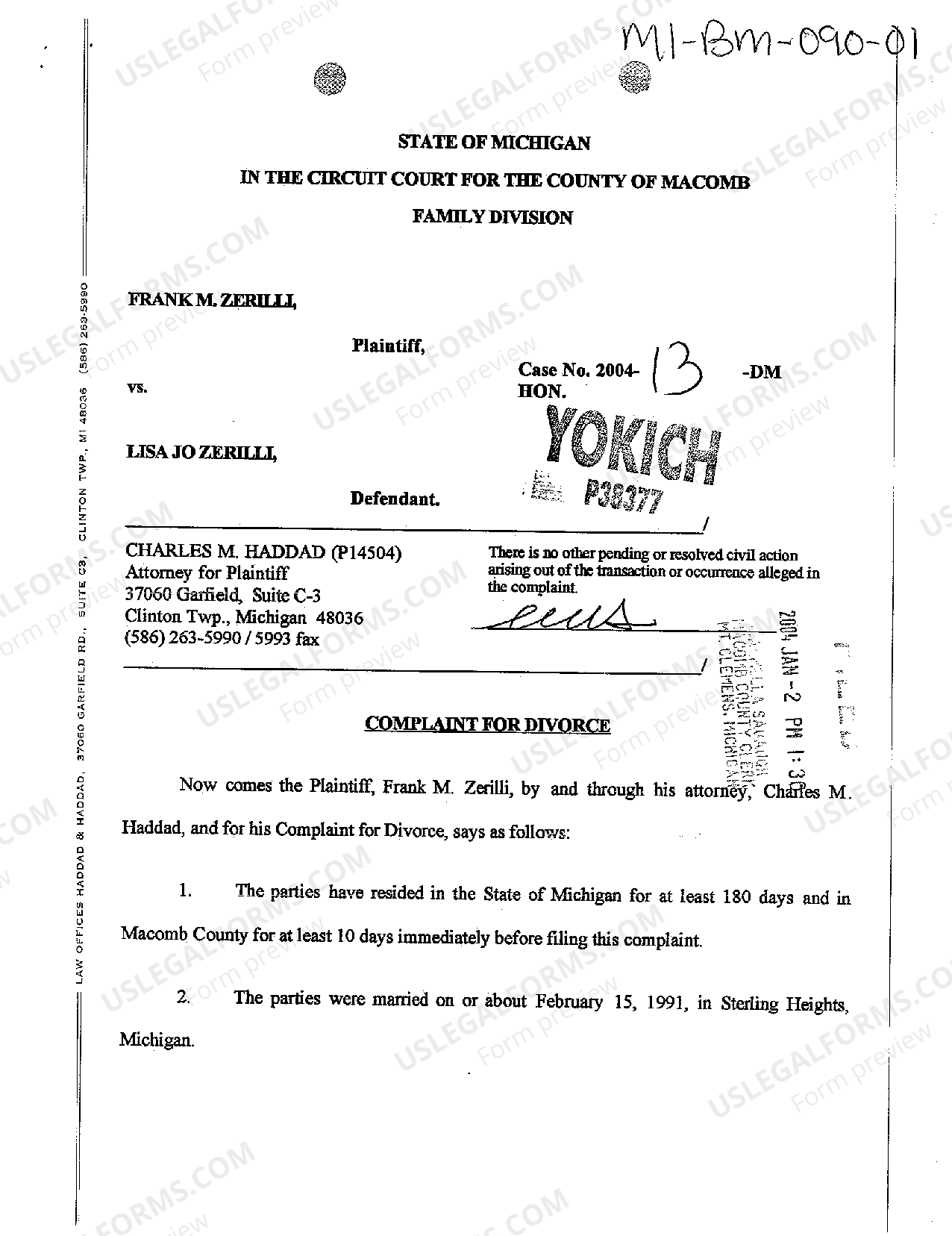 Michigan Complaint for Divorce | US Legal Forms