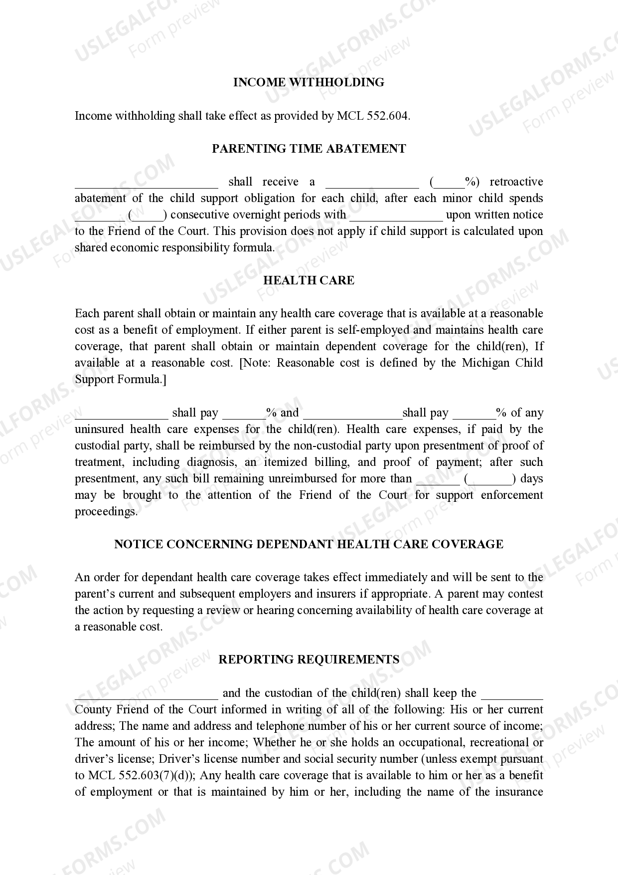 Michigan Consent Judgment of Support Final Judgment - Michigan Judgment ...