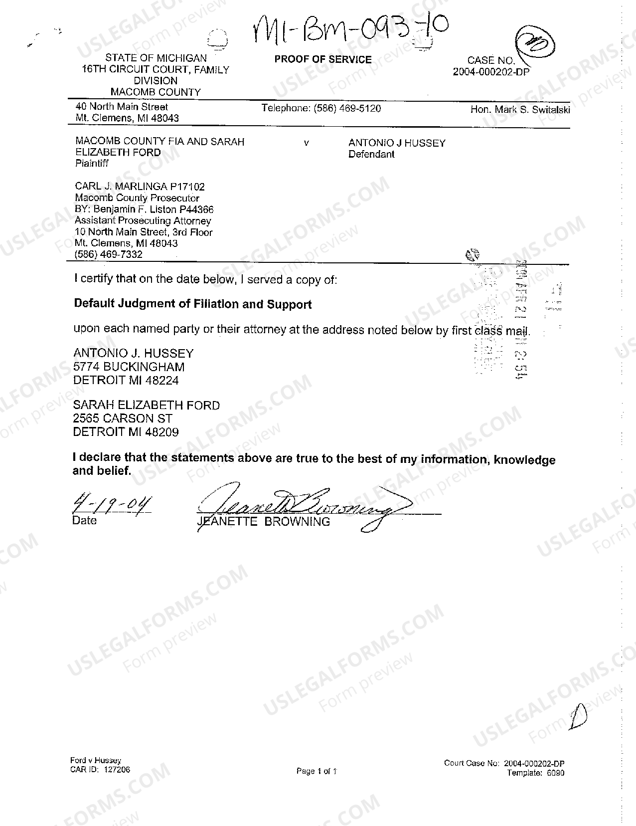 Michigan Proof of Service | US Legal Forms