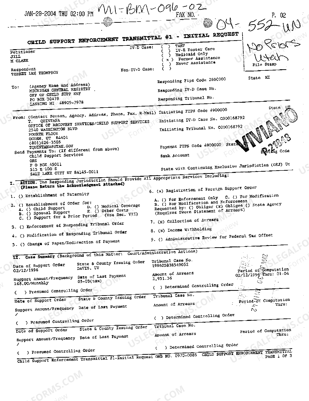 Michigan Child Support Enforcement Transmittal | US Legal Forms