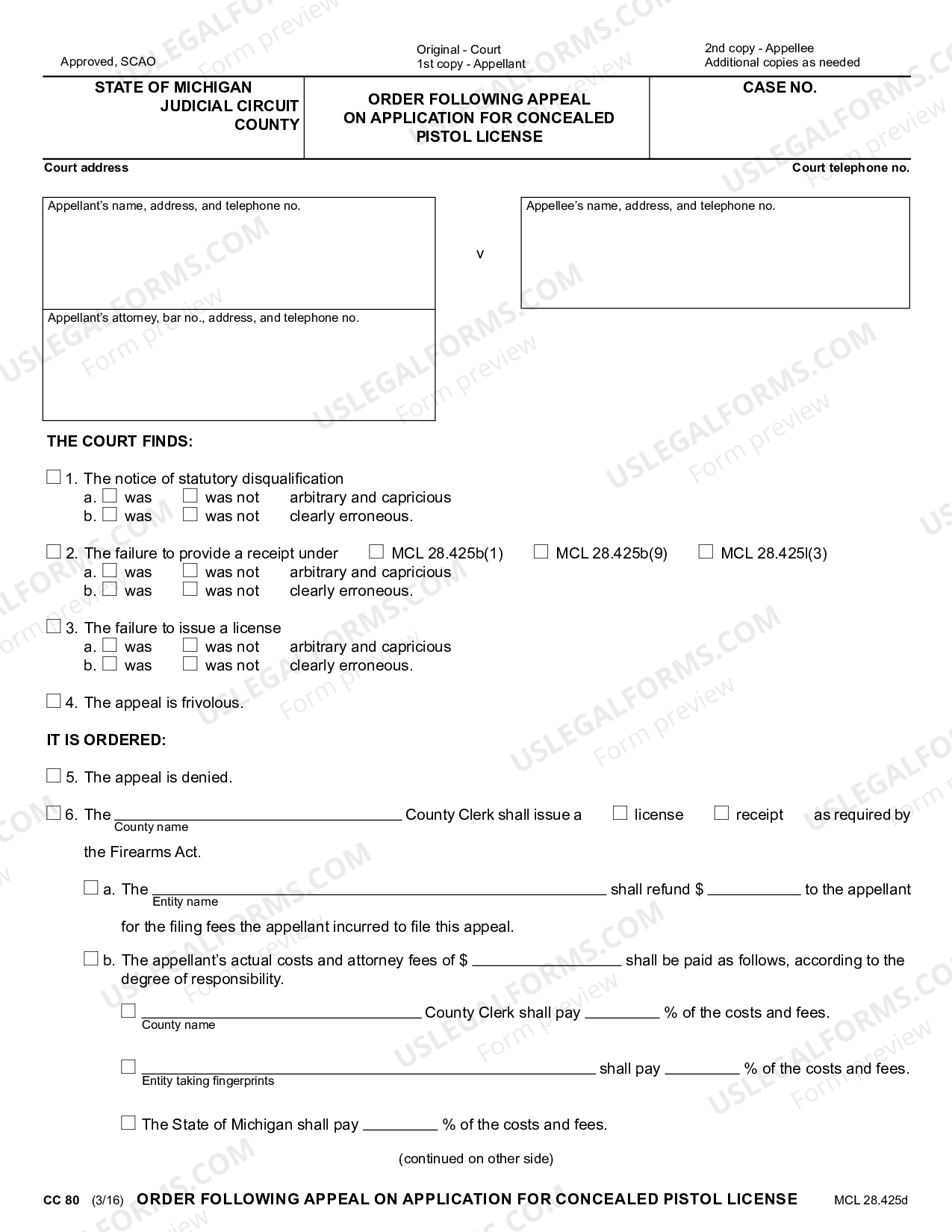 Appeal Denial Application For Gun | US Legal Forms