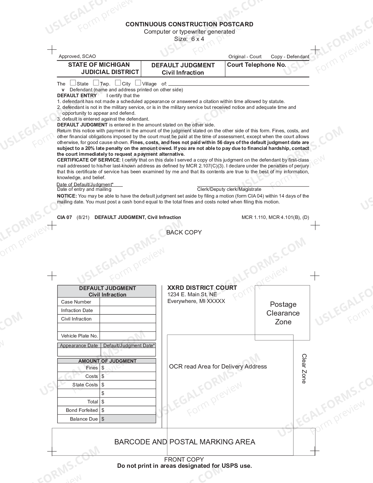 Michigan Default Judgment - Civil Infraction - Default Judgment ...
