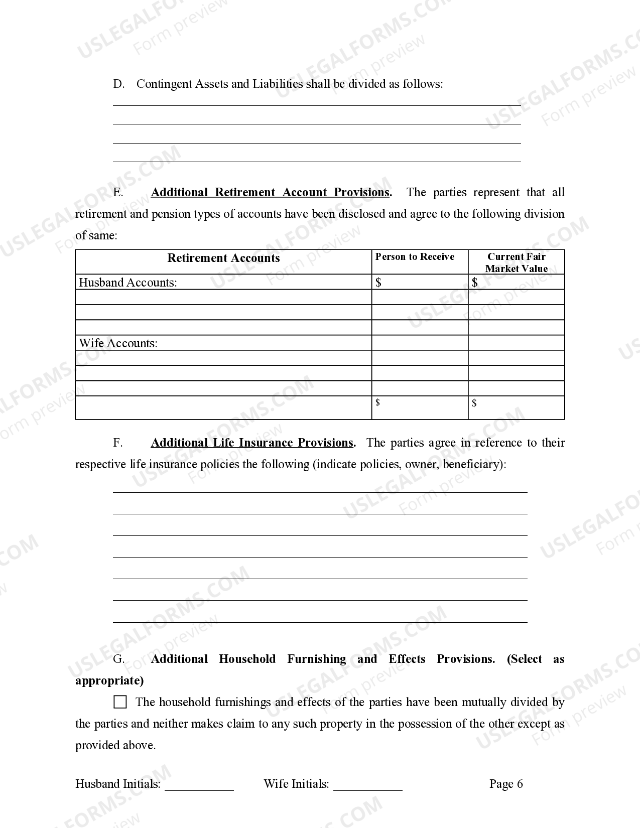 Michigan Marital Domestic Separation and Property Settlement Agreement ...