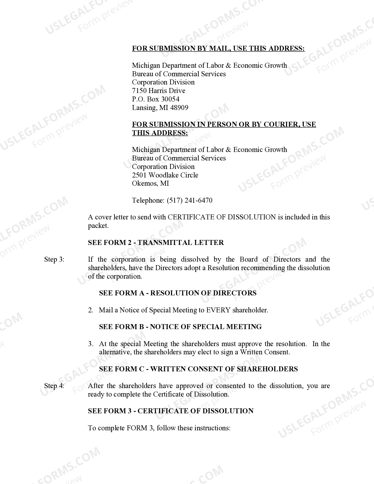 Michigan Dissolution Package to Dissolve Corporation - How To Dissolve ...