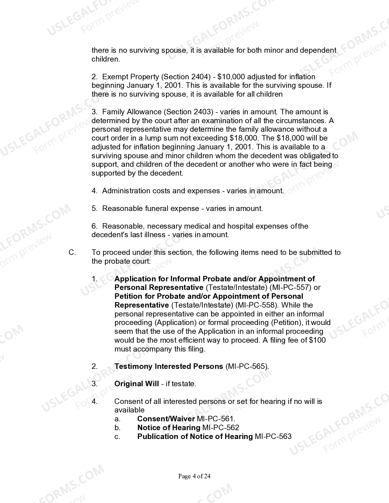 Michigan Probate Small Estate Form | US Legal Forms