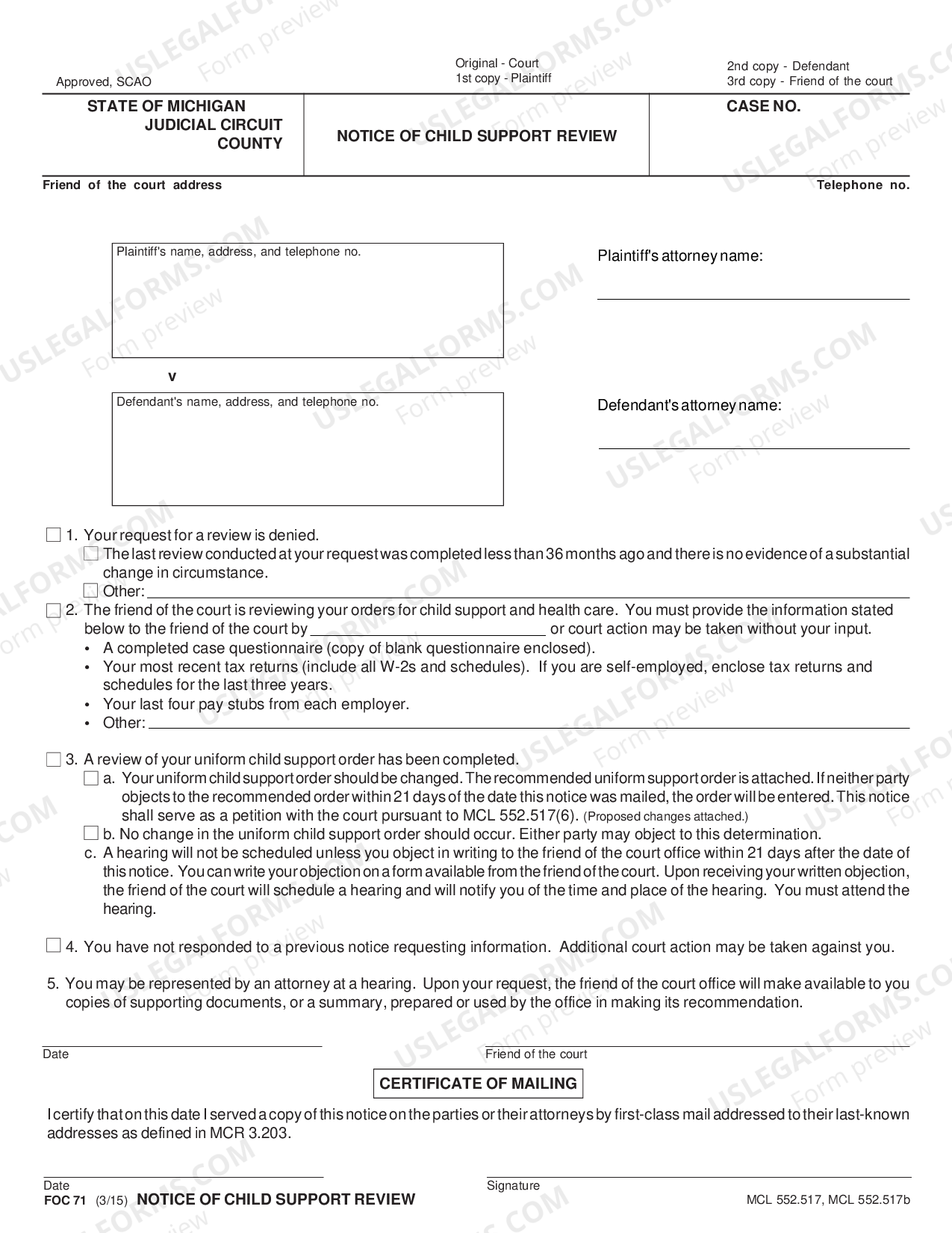 Michigan Notice of Child Support Review - Michigan Child Support ...