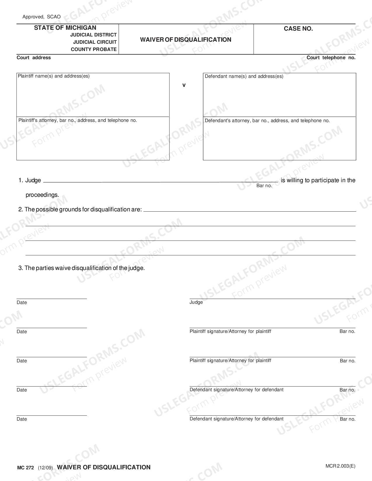 Michigan Remittal of Disqualification | US Legal Forms