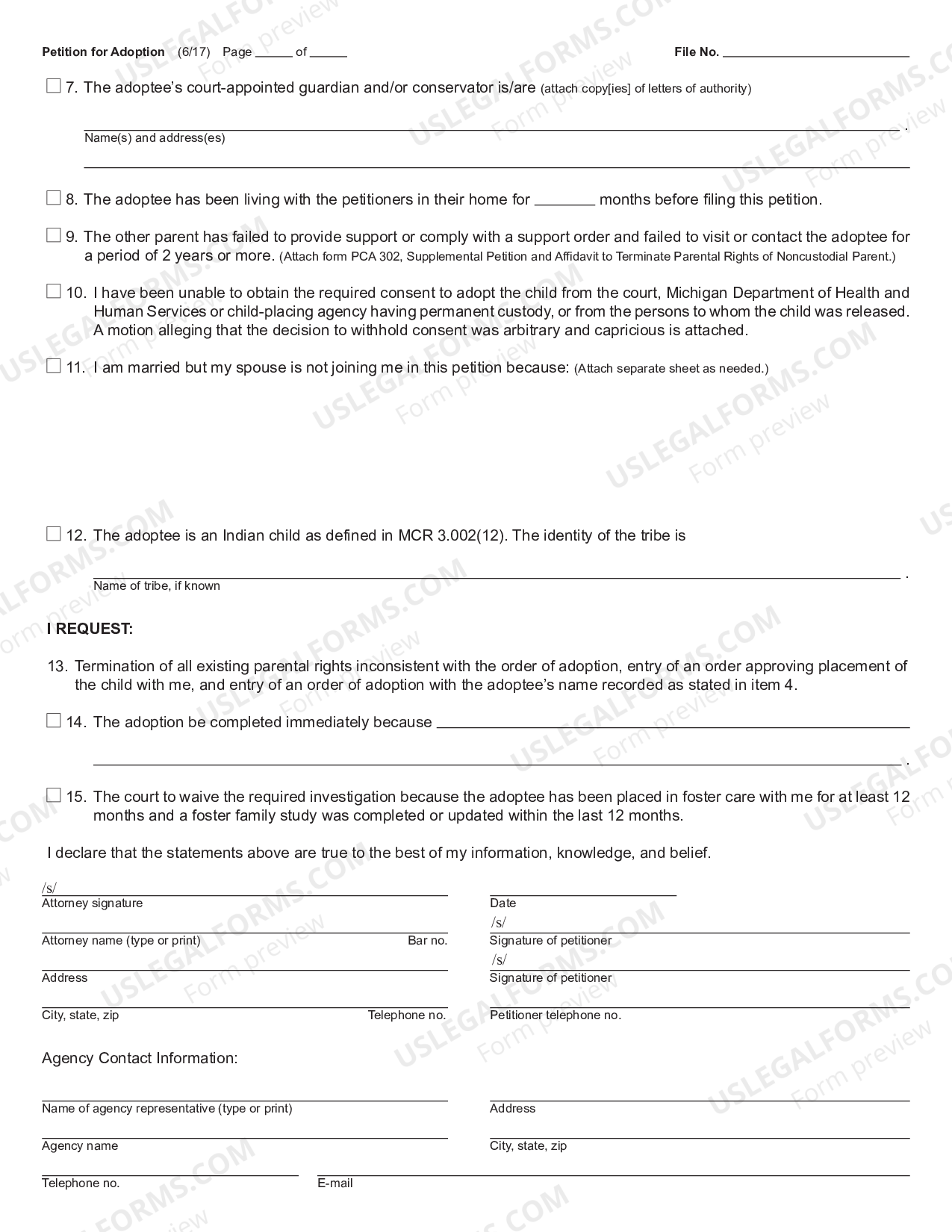 Michigan Petition for Adoption - Adoption Papers | US Legal Forms