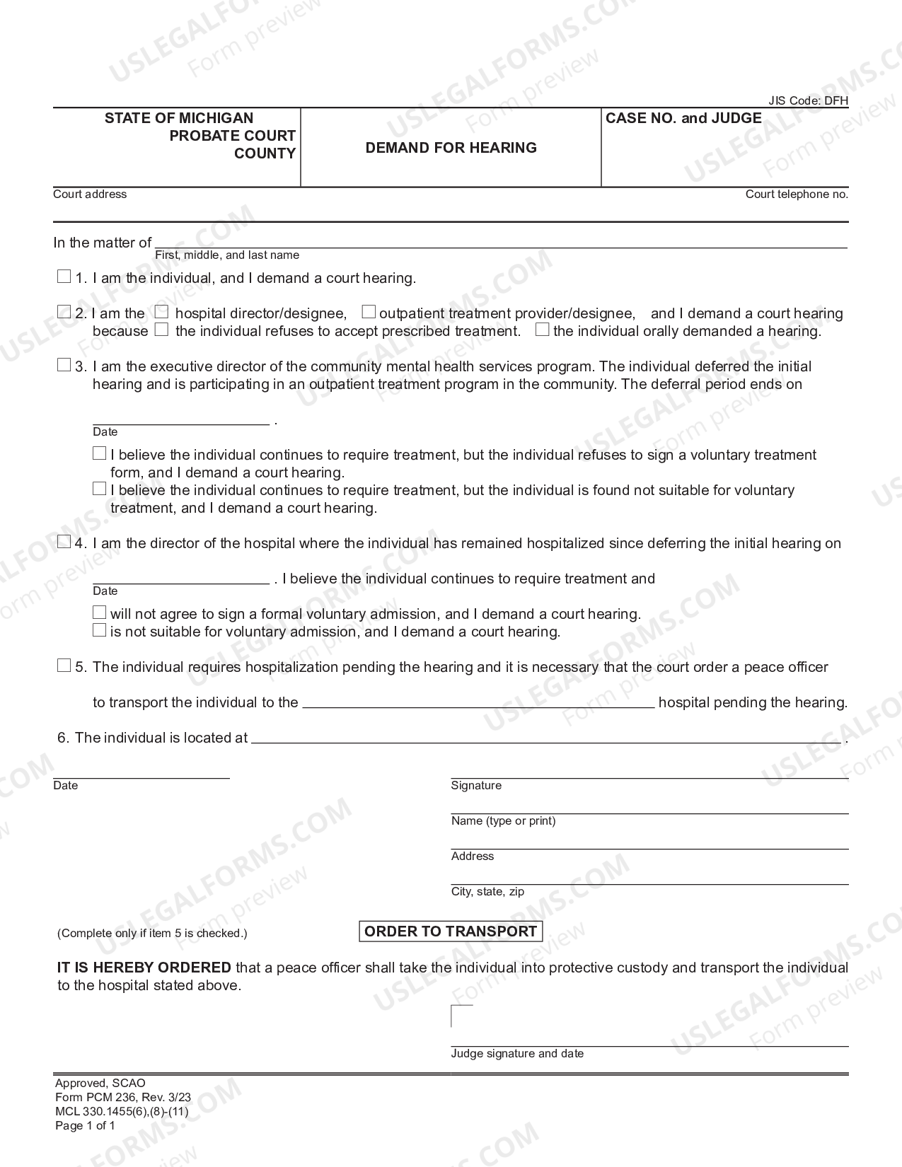 Michigan Demand for Hearing - Demand For Hearing Michigan | US Legal Forms
