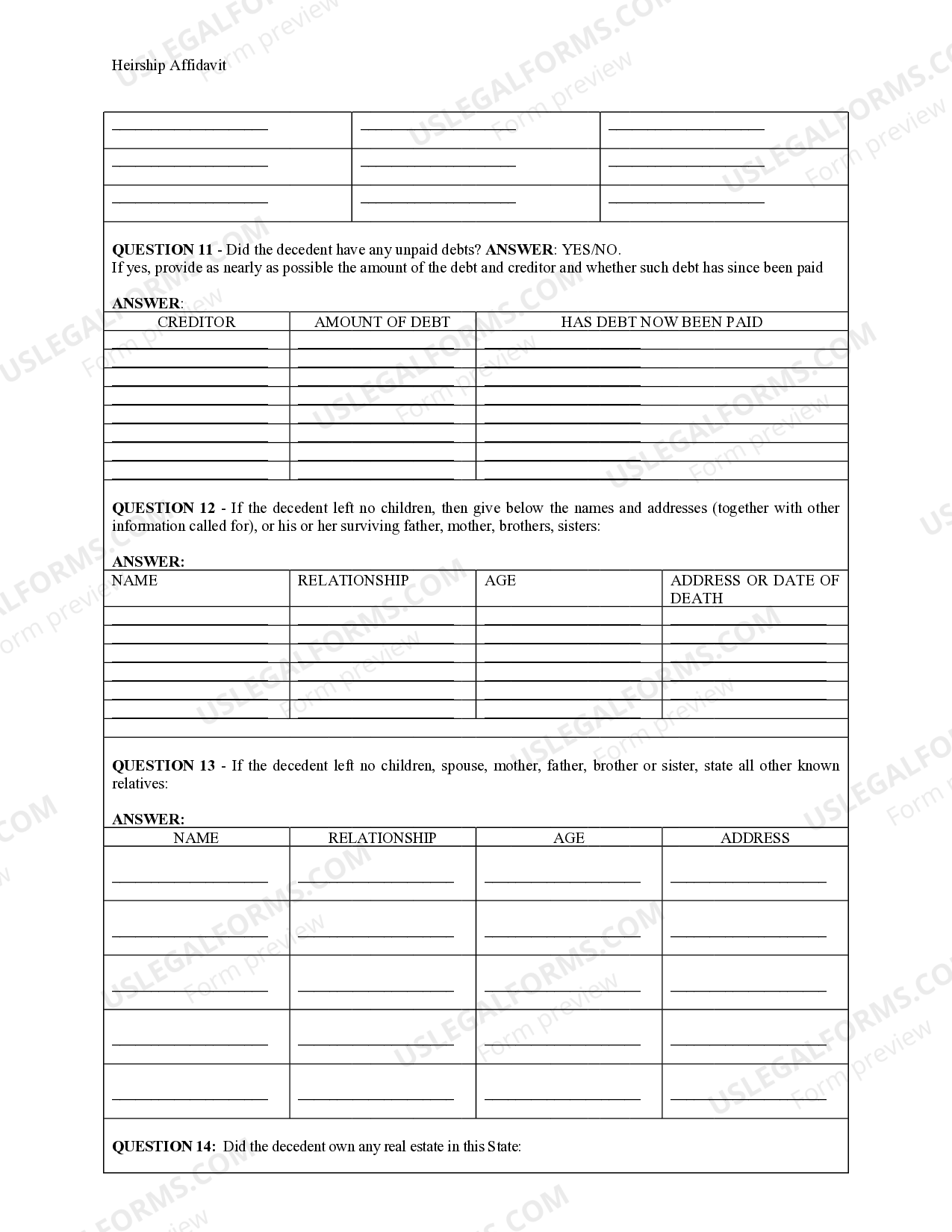 Minnesota Heirship Affidavit - Descent | US Legal Forms