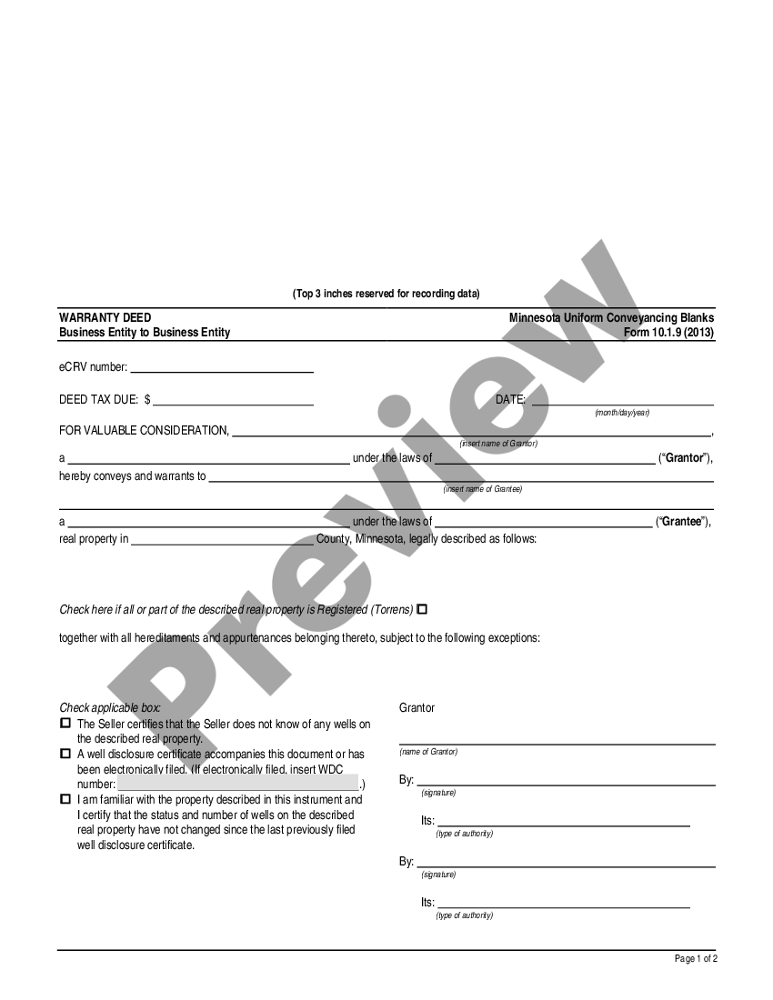 Minnesota Warranty Deed - Business Entity to Business Entity - UCBC ... Minnesota Warranty Deed - Business Entity to Business Entity - UCBC ...