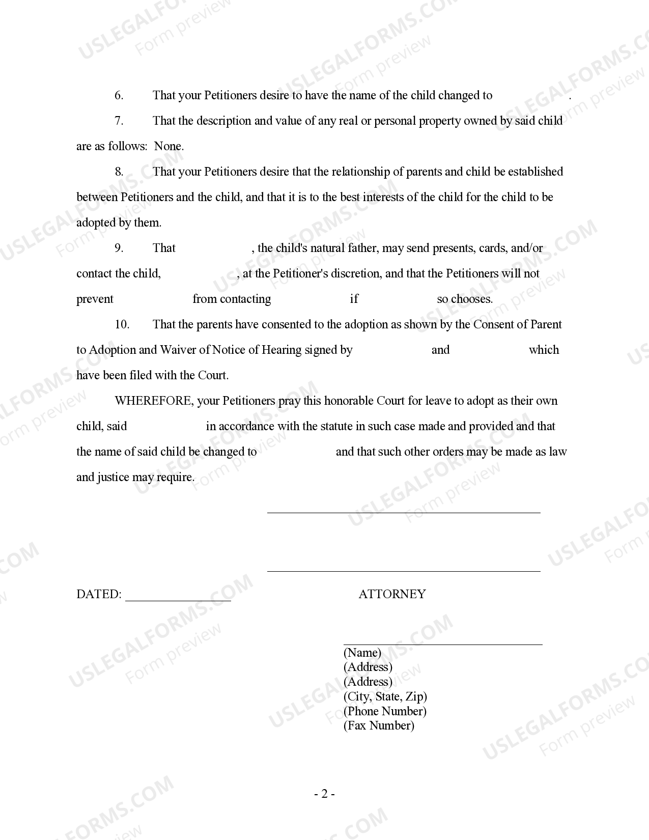 Minnesota Petition for adoption by parent and stepparent - Step Parent ...