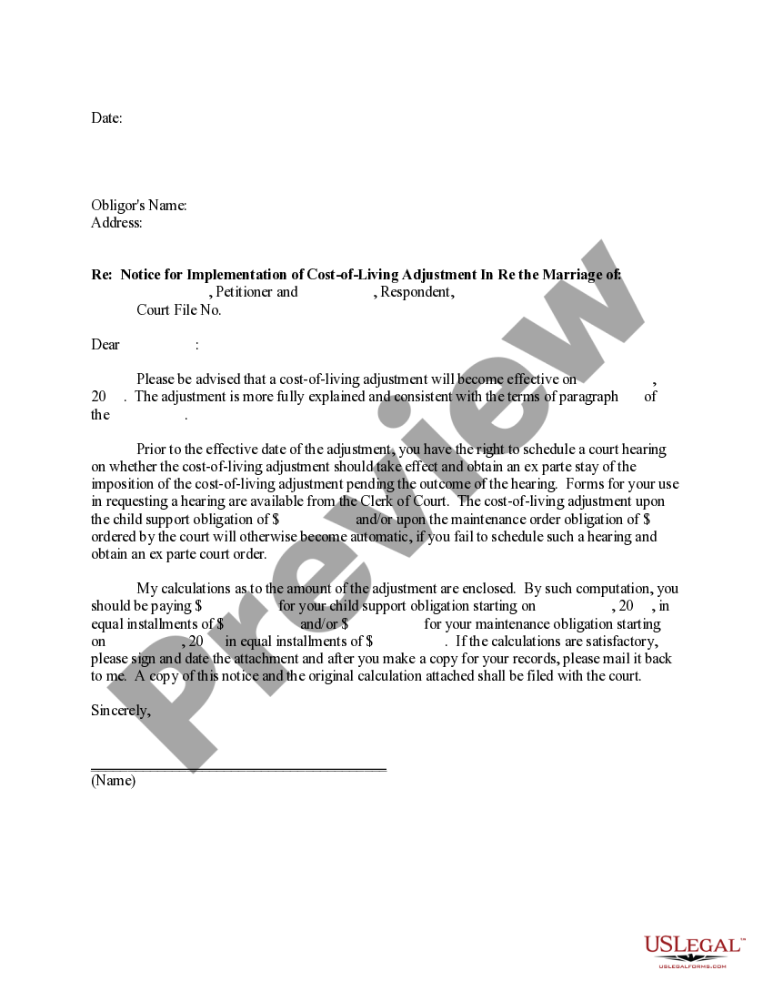 Minnesota Letter Regarding Cost Of Living Adjustment US Legal Forms minnesota-letter-regarding-cost-of-living-adjustment-us-legal-forms