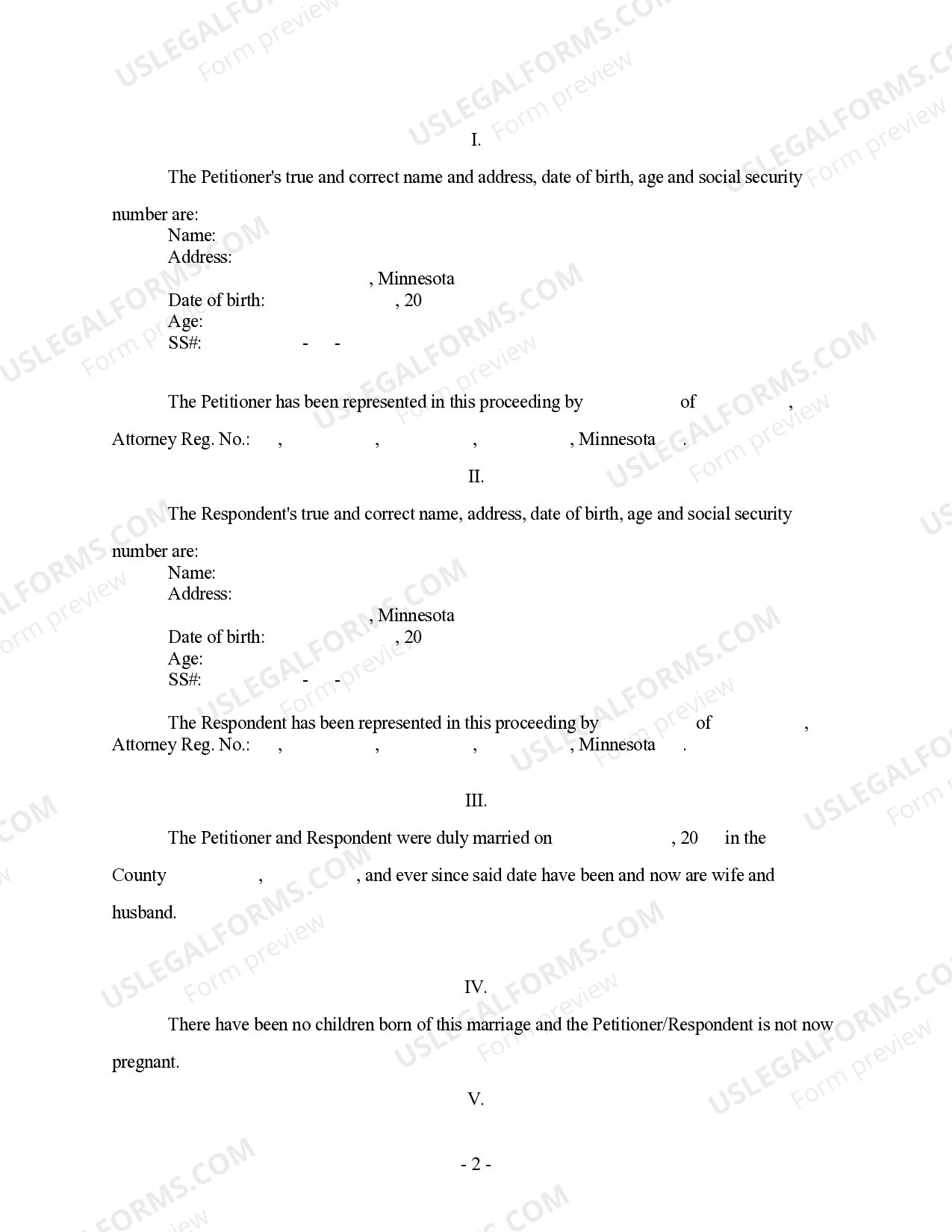 Minnesota Judgment of Divorce | US Legal Forms