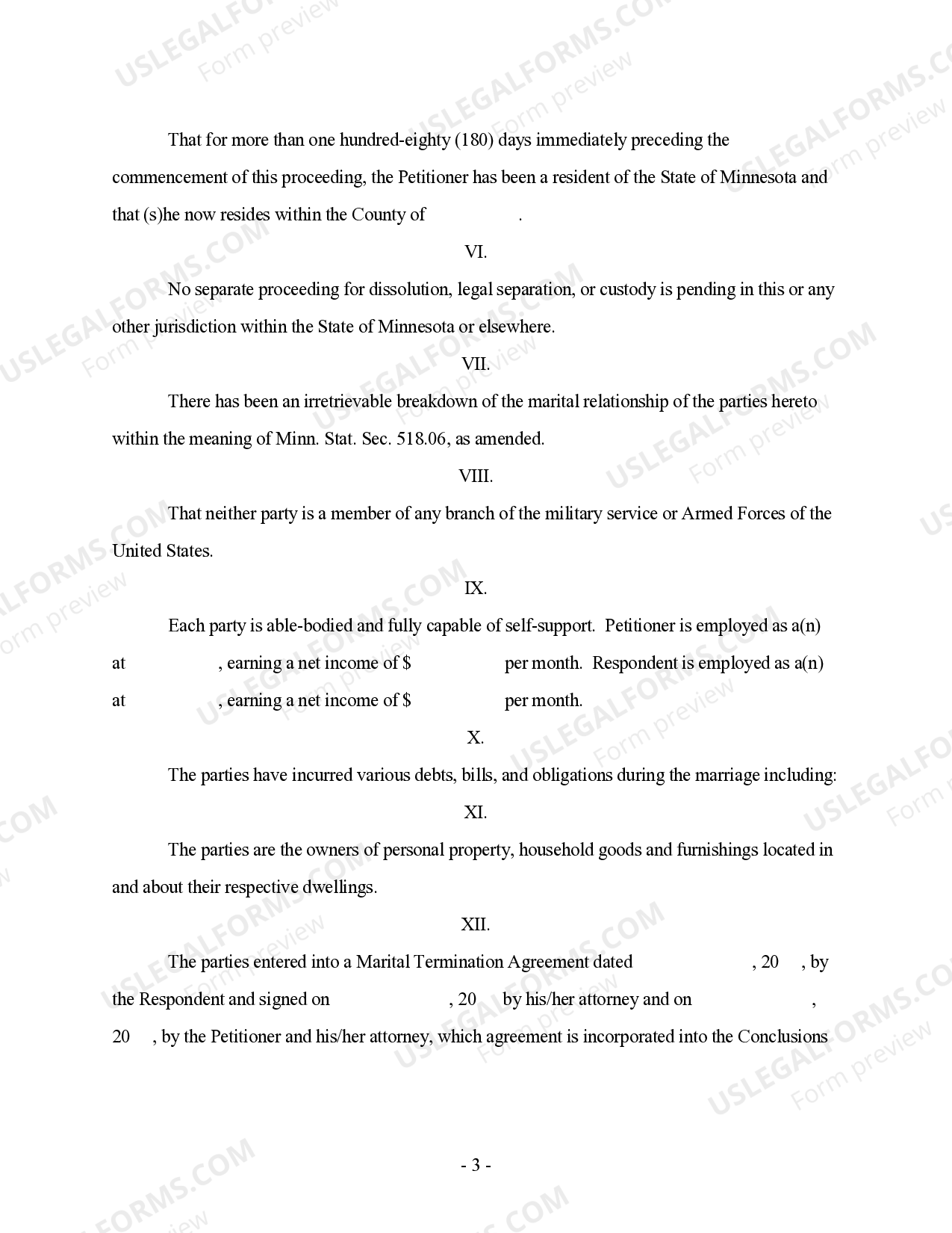 Minnesota Judgment of Divorce | US Legal Forms