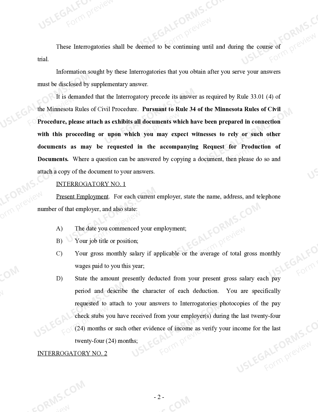 Minnesota Discovery - Interrogatories and Requests for Production for ...