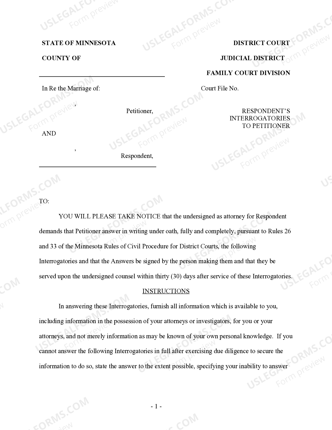 Minnesota Discovery - Respondent's Interrogatories to Petitioner and ...