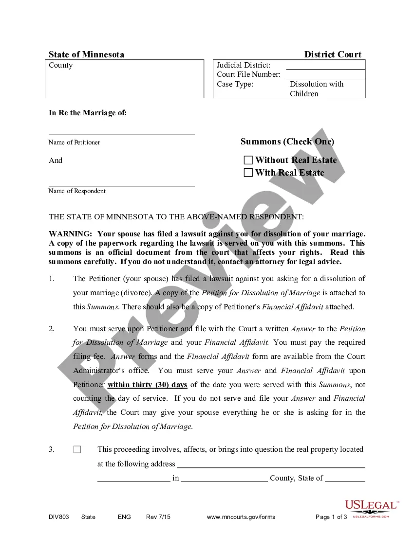 Minnesota Combined Summons | US Legal Forms Minnesota Combined Summons | US Legal Forms
