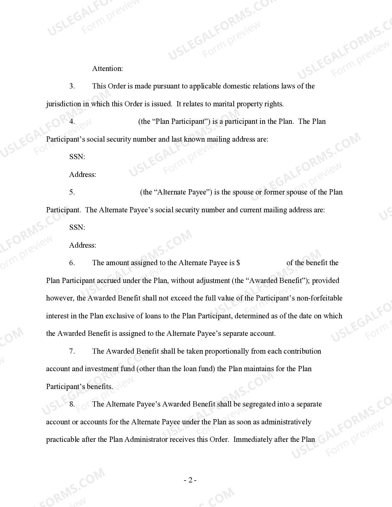 Minnesota Qualified Domestic Relations Order Form | US Legal Forms