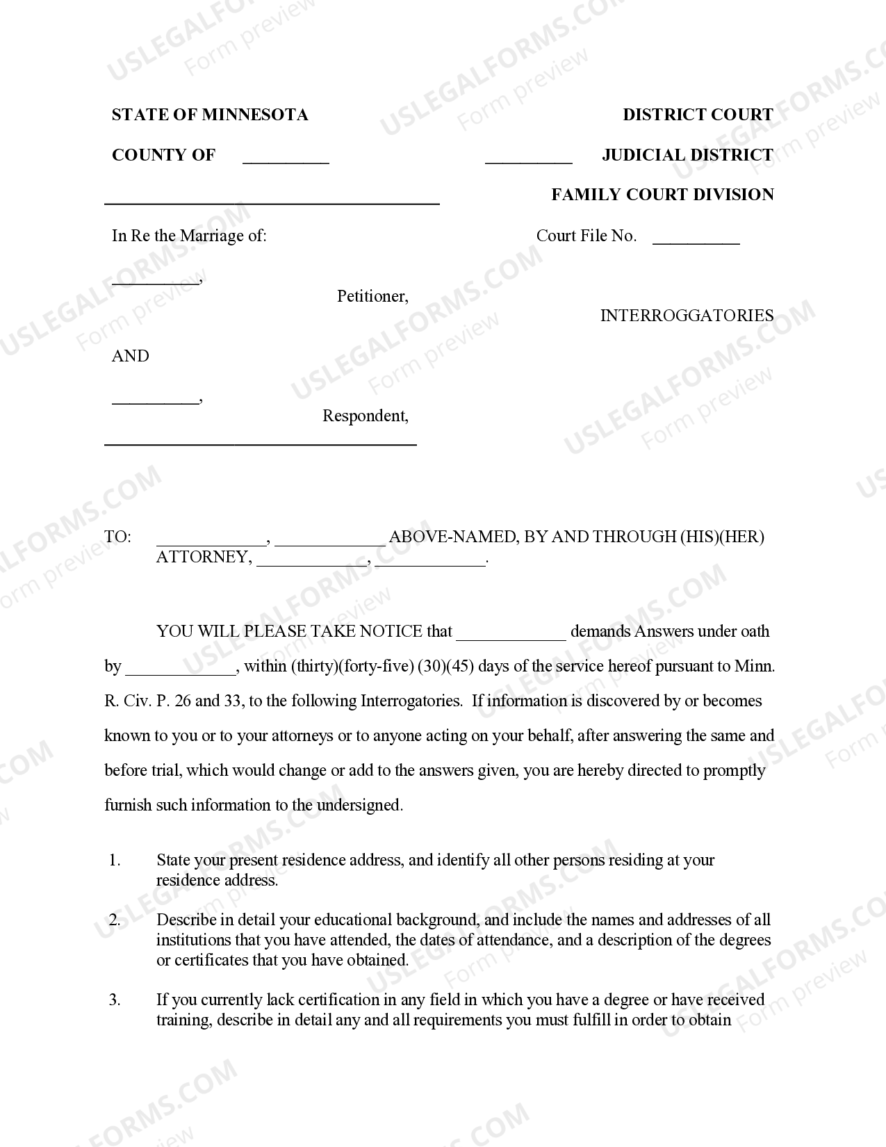 Minnesota Discovery - Model Interrogatories - Real or Personal Property ...